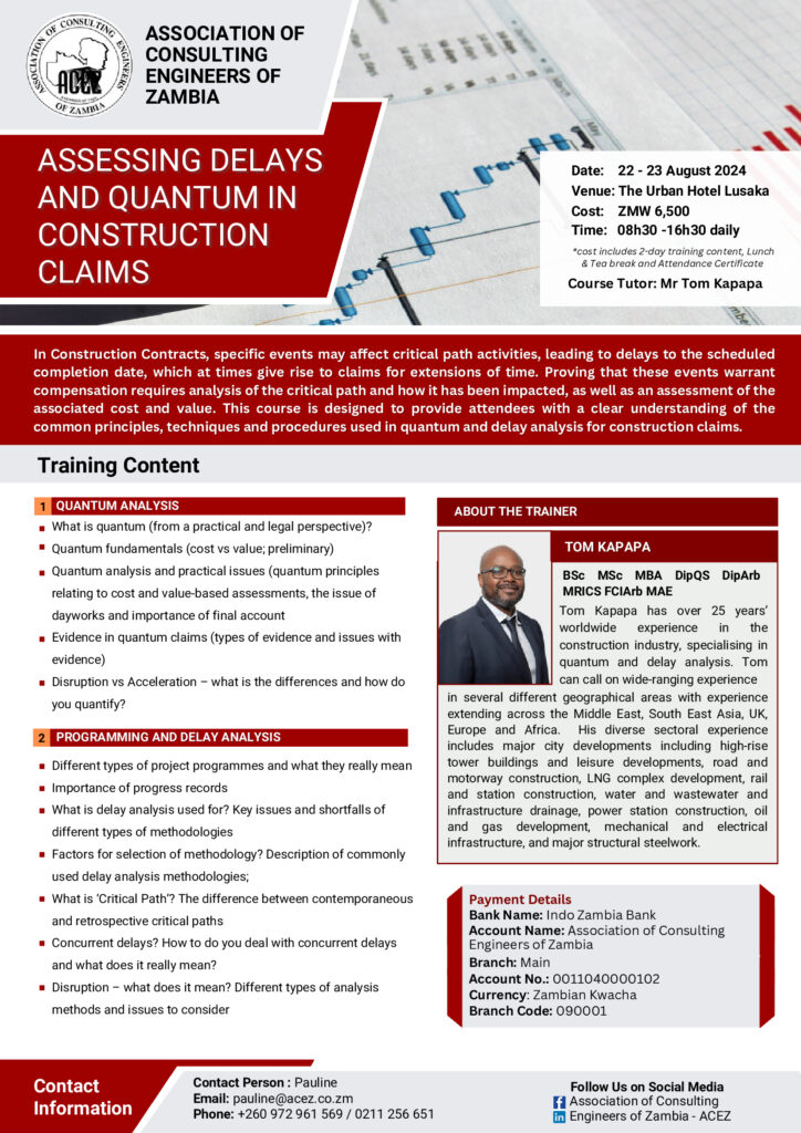 Quantum and Delay Analysis of Construction Claims - Association of ... Quantum and Delay Analysis of Construction Claims - Association of ...